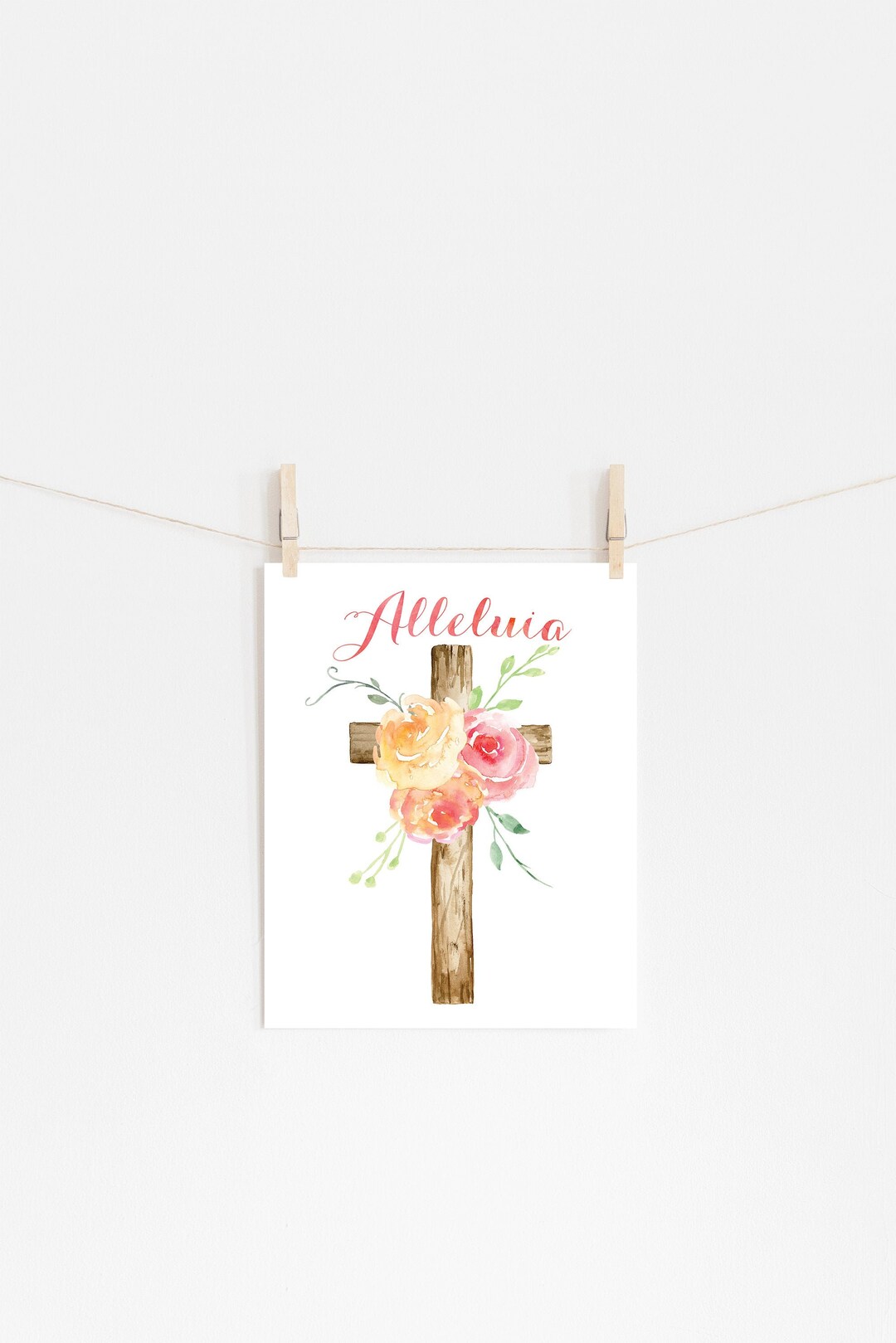 PRINTABLE: Floral Easter Alleluia Printable Wall Art Easter Easter Wall ...