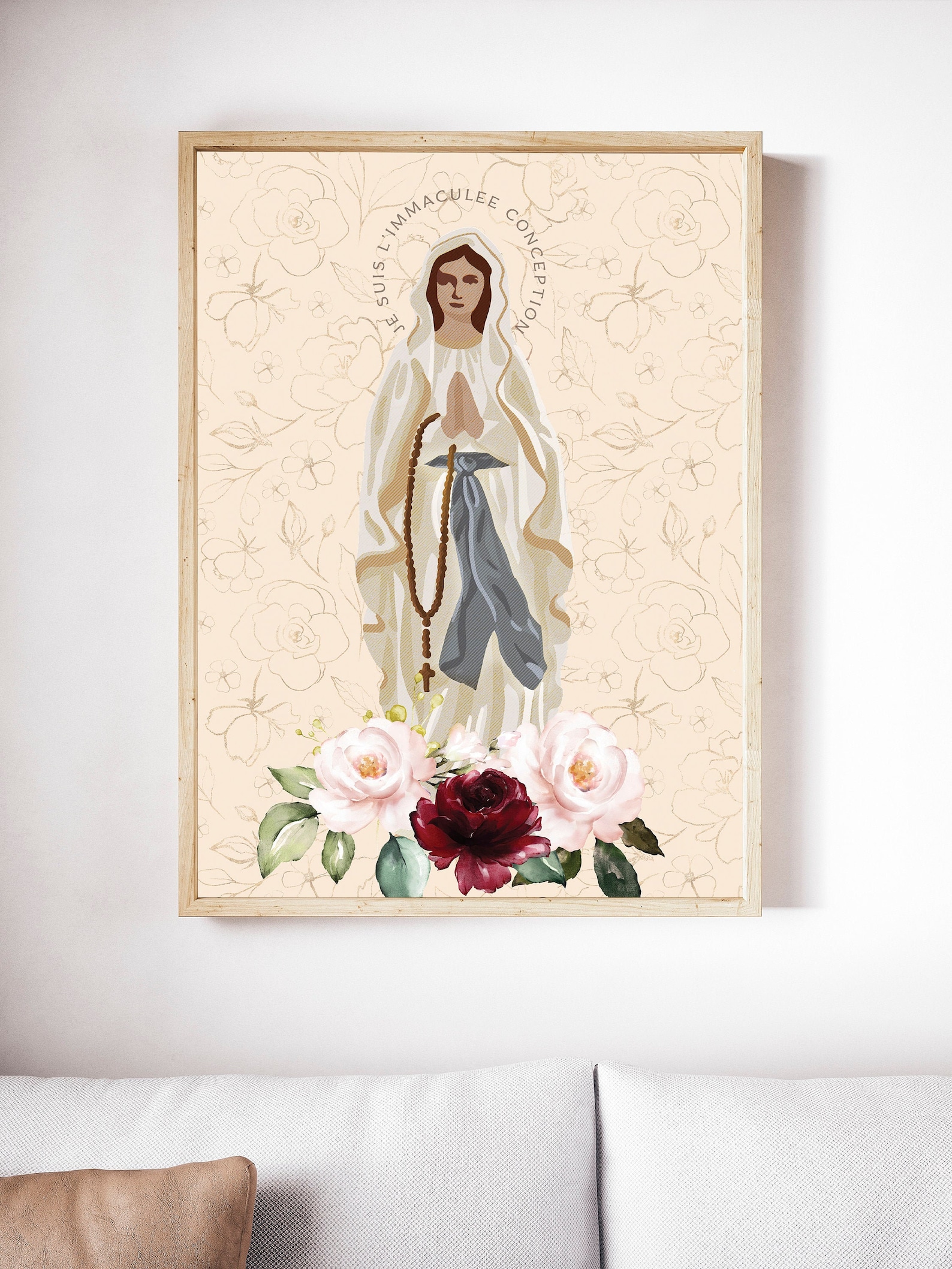 Our Lady of Lourdes Marian Art Print Hail Mary Print Marian - Etsy