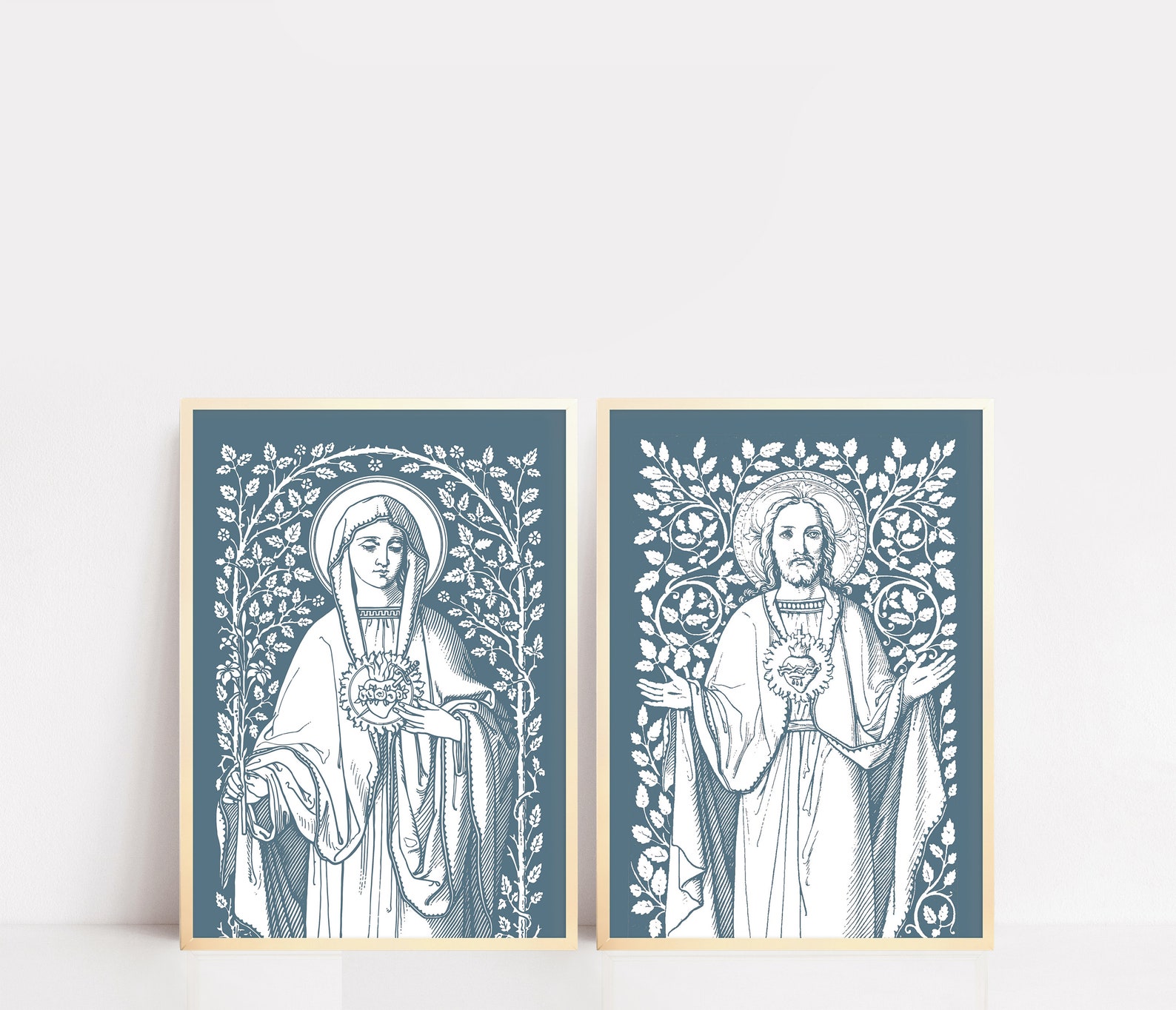 Immaculate Heart of Mary Floral Art Print Heart of Mary - Etsy