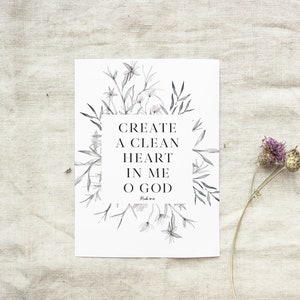 Lent Print create a Clean Heart in Me Lenten Poster for the Home ...