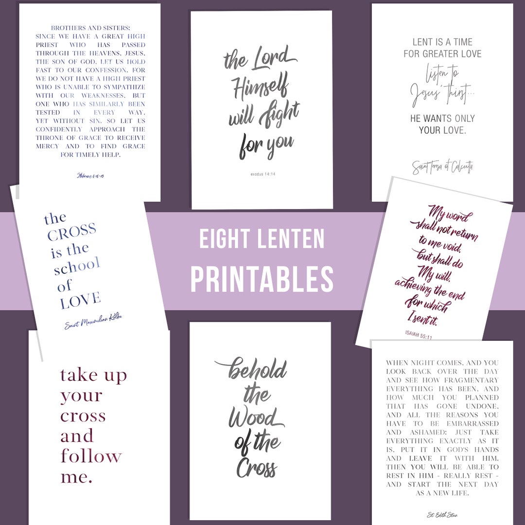 Catholic Lent Prints Set: Bible Verse & Saint Quotes (digital Download ...