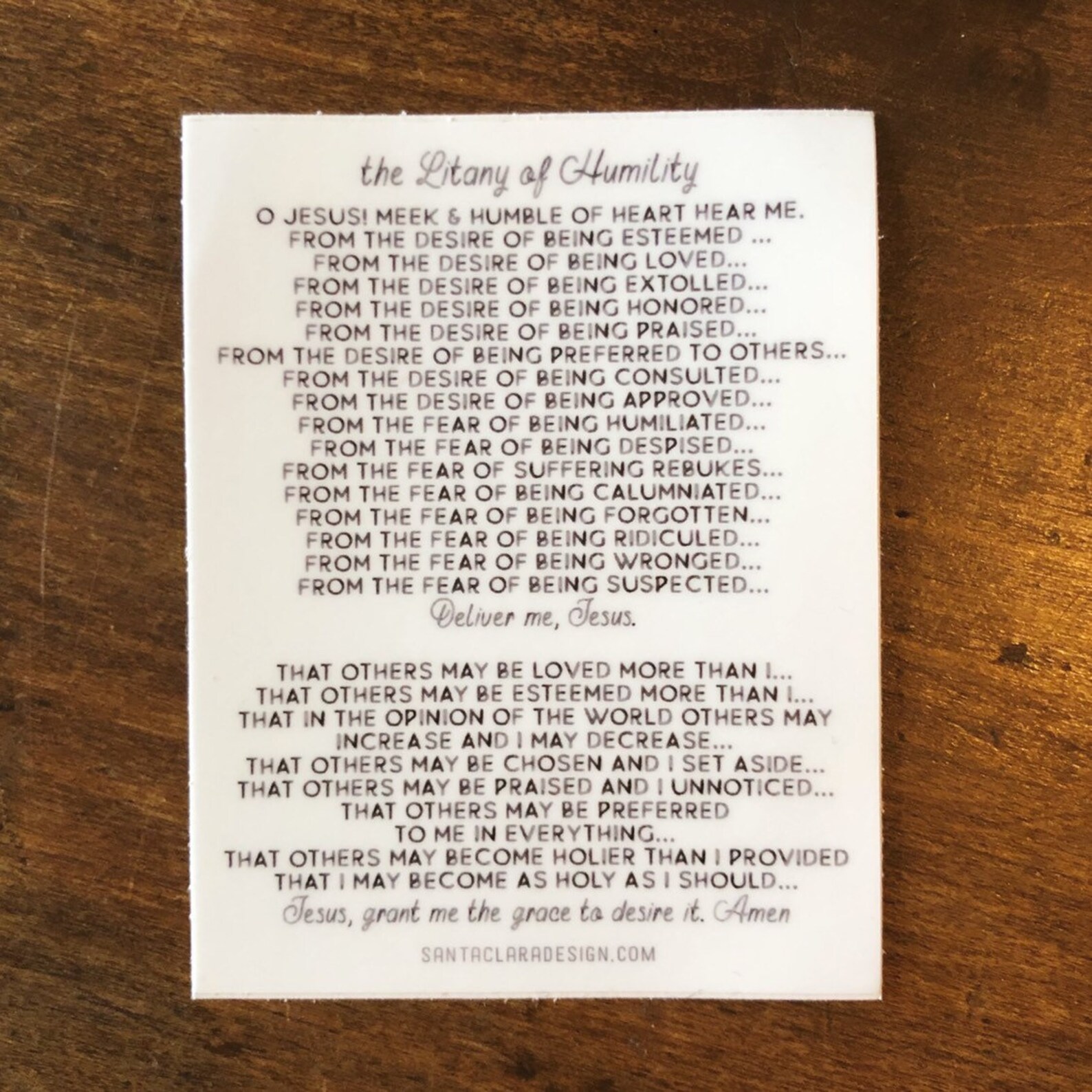 Litany of Humility Sticker: Catholic Prayer Decal - Etsy