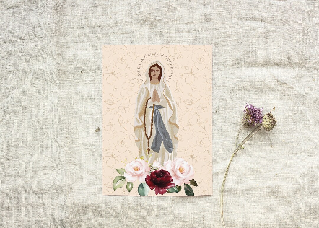 Our Lady of Lourdes Marian Art Print, Hail Mary Print, Marian ...