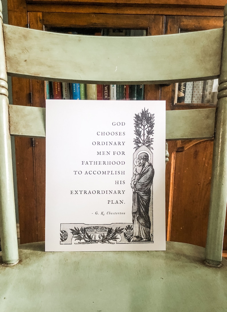 St. Joseph G.K. Chesterton Saint Joseph Quote Art Print, Catholic Dad ...