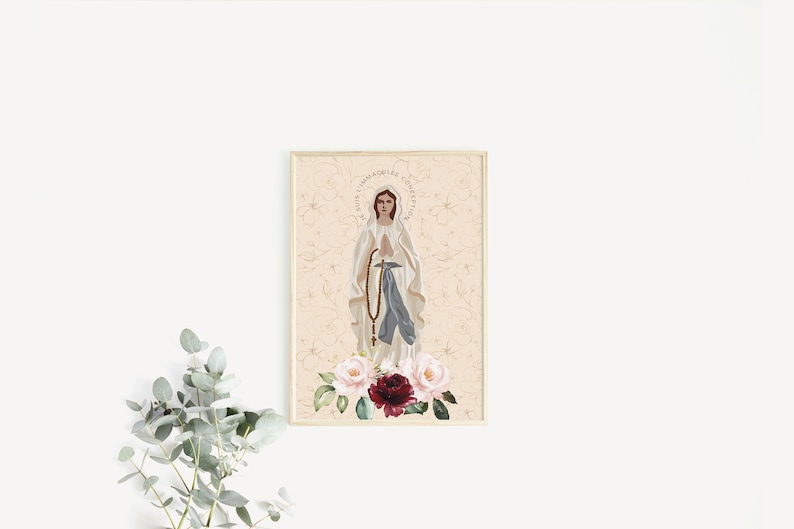 Our Lady of Lourdes Marian Art Print Hail Mary Print Marian - Etsy