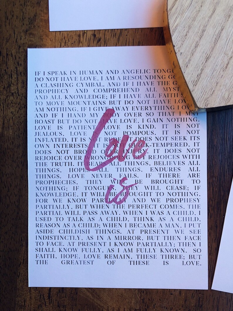 PRINTABLE love Is Corinthians 13 Valentine Card | Etsy