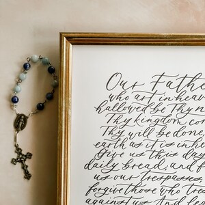 Our Father Prayer Print: Catholic Calligraphy Art, Farmhouse Decor - Etsy