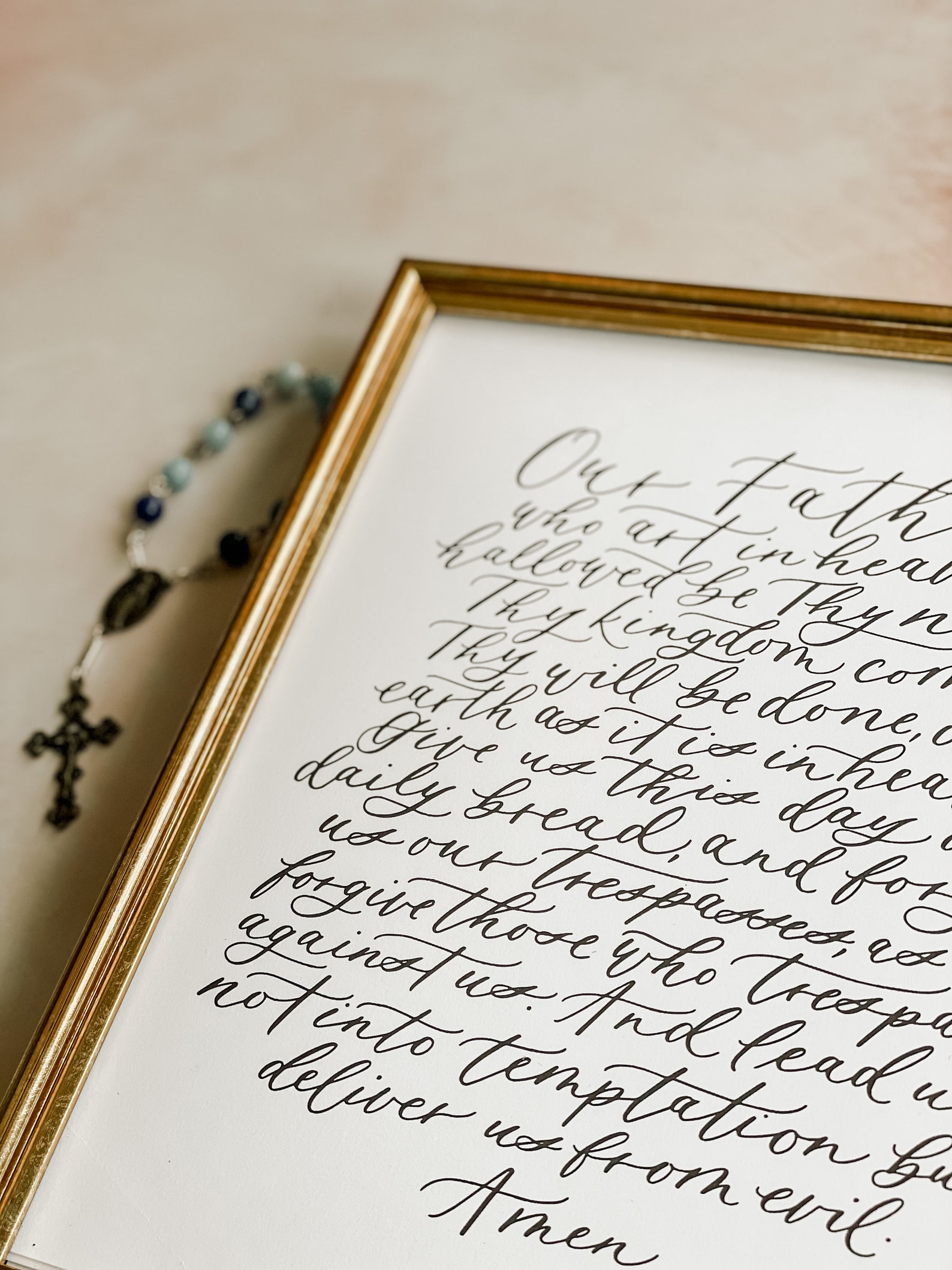 Our Father Prayer Print: Catholic Calligraphy Art, Farmhouse Decor - Etsy