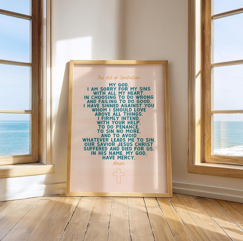 Act of Contrition Prayer Printable: Catholic Confession Art (digital ...