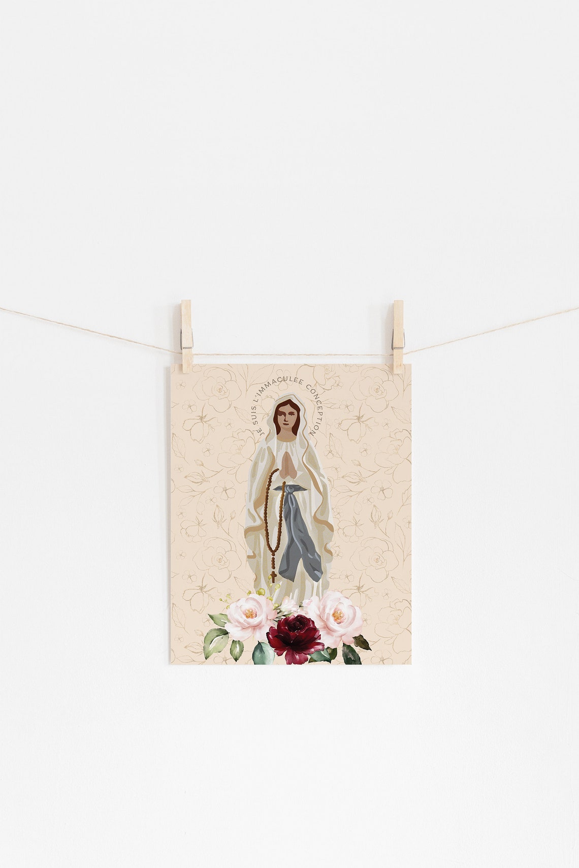 Our Lady of Lourdes Marian Art Print Hail Mary Print Marian - Etsy