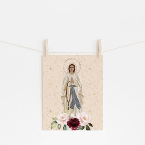 Our Lady of Lourdes Marian Art Print, Hail Mary Print, Marian ...