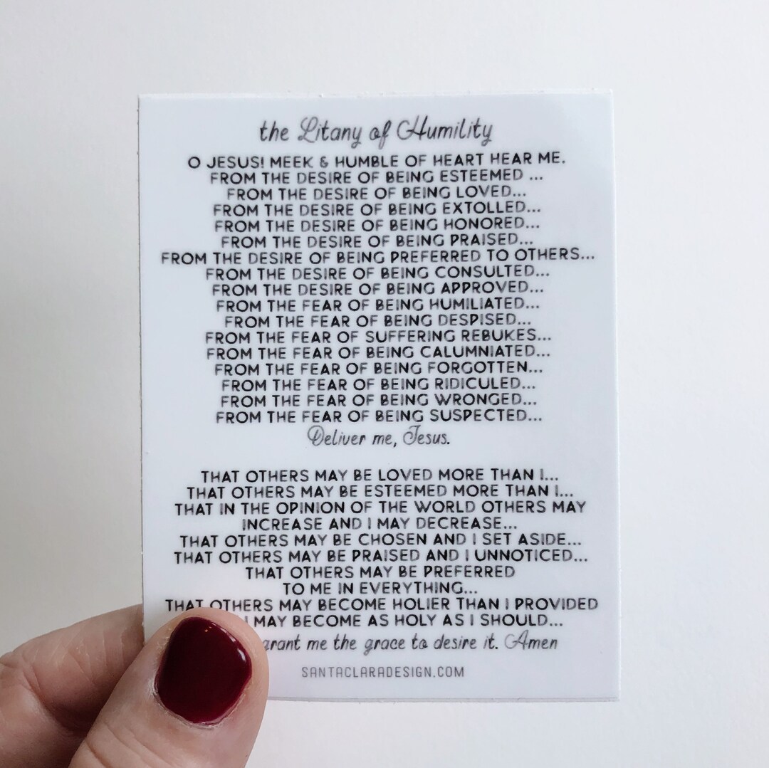 Litany of Humility Sticker: Catholic Prayer Decal - Etsy