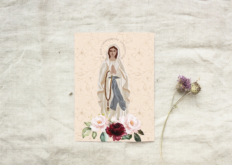 Our Lady of Lourdes Marian Art Print Hail Mary Print Marian - Etsy