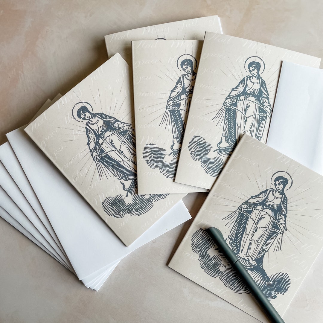 Rosary Notecard Set of 6 or 12 Cards + Envelopes - A2 Side Catholic ...
