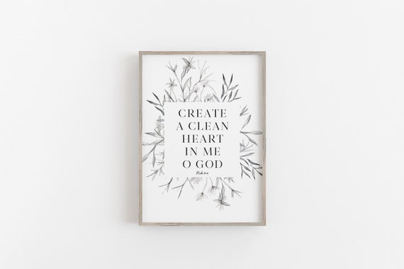Lent Print create a Clean Heart in Me Lenten | Etsy