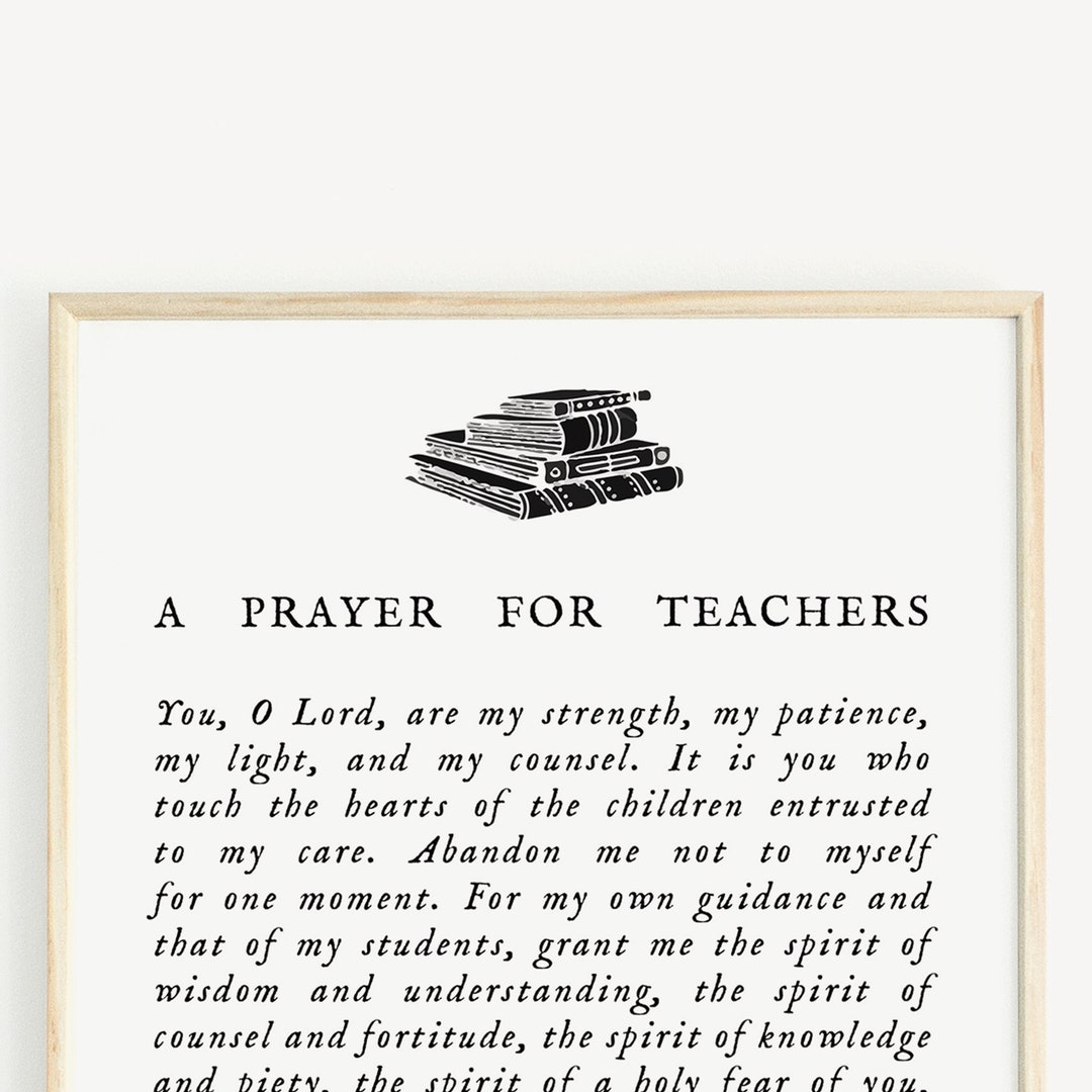 Prayer for Teachers Printable: Catholic School Gift (digital Download ...