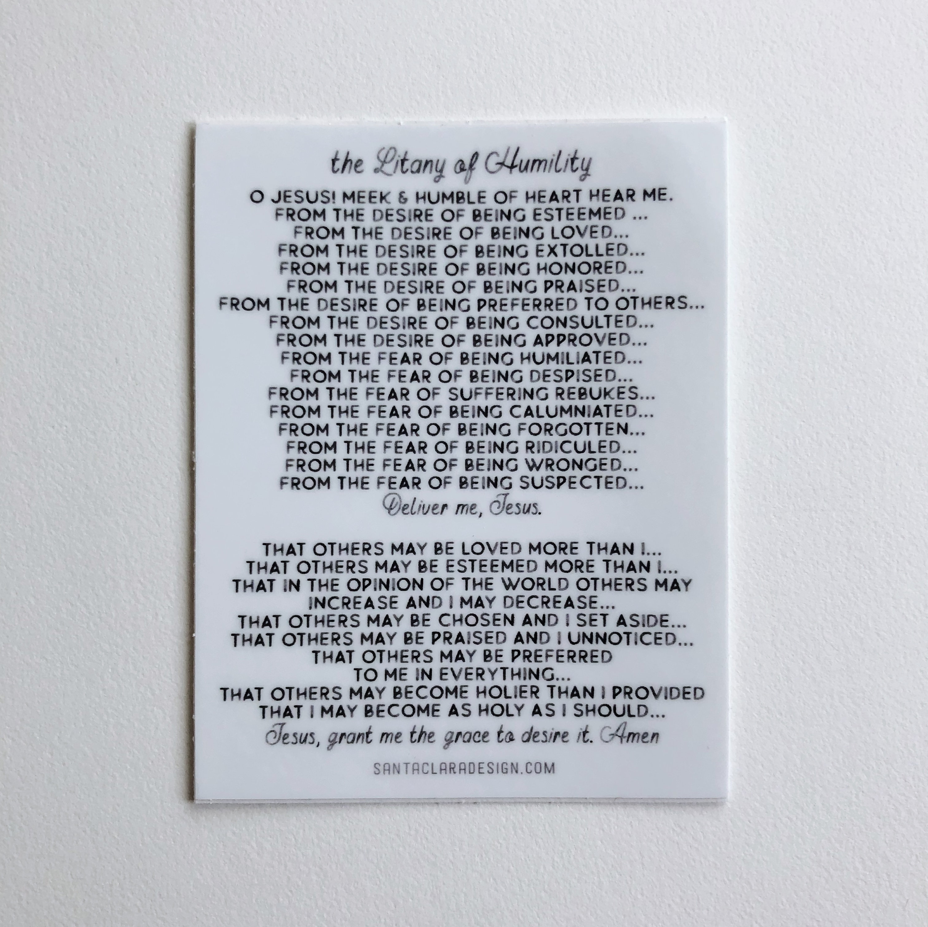 Litany of Humility Sticker: Catholic Prayer Decal - Etsy