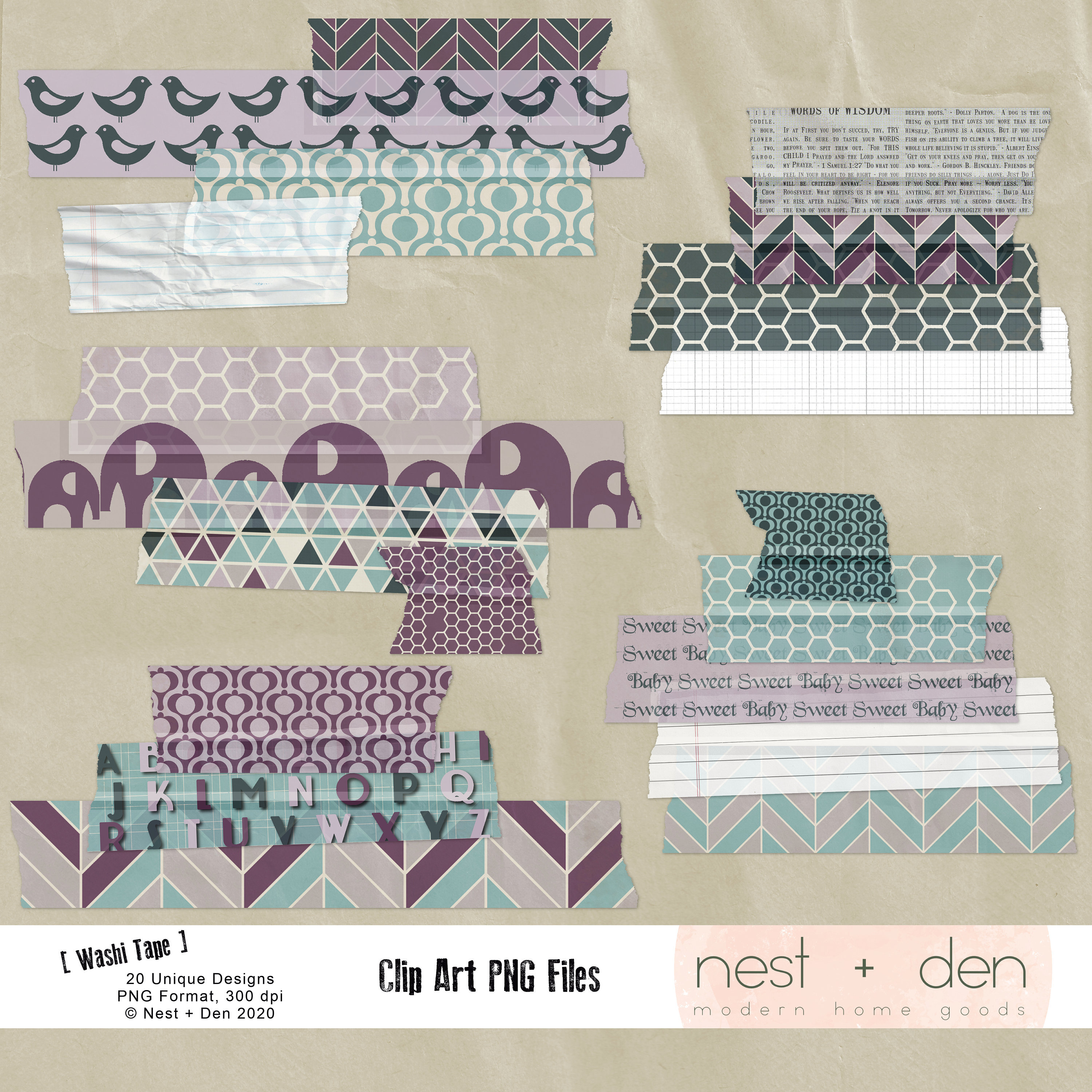 Digital Washi Clipart PNG Digital Clipart Washi Tape With Elephants ...