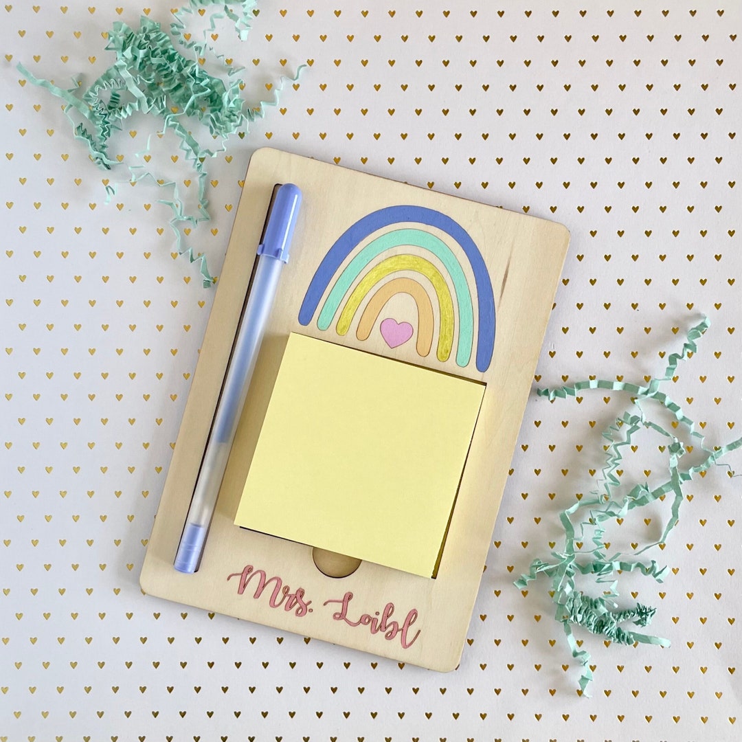 Teacher Sticky Notes Holder With Pen Holder | Personalized Teacher ...