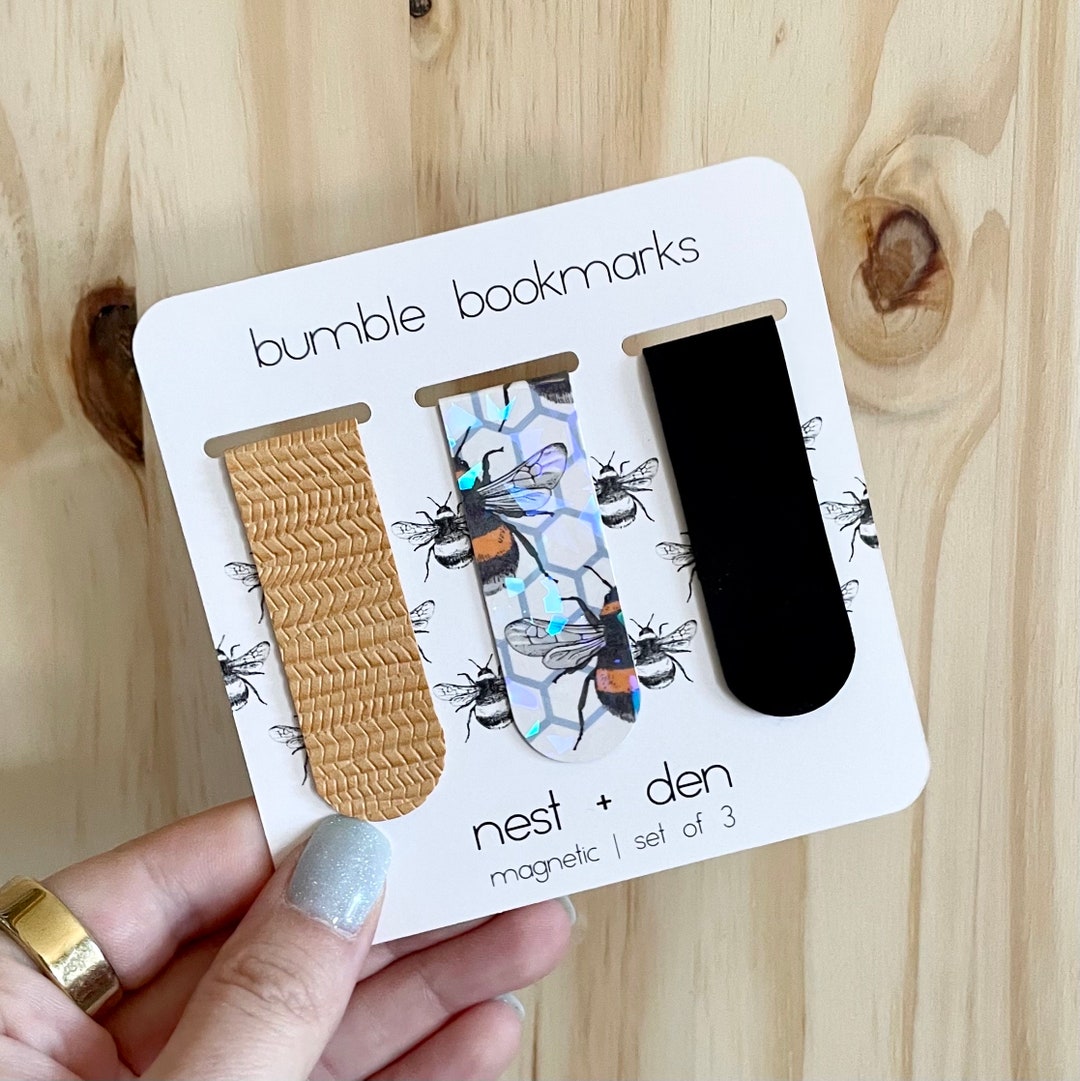 Bumble Bee Magnetic Bookmark Set - Faux Suede and Faux Leather ...