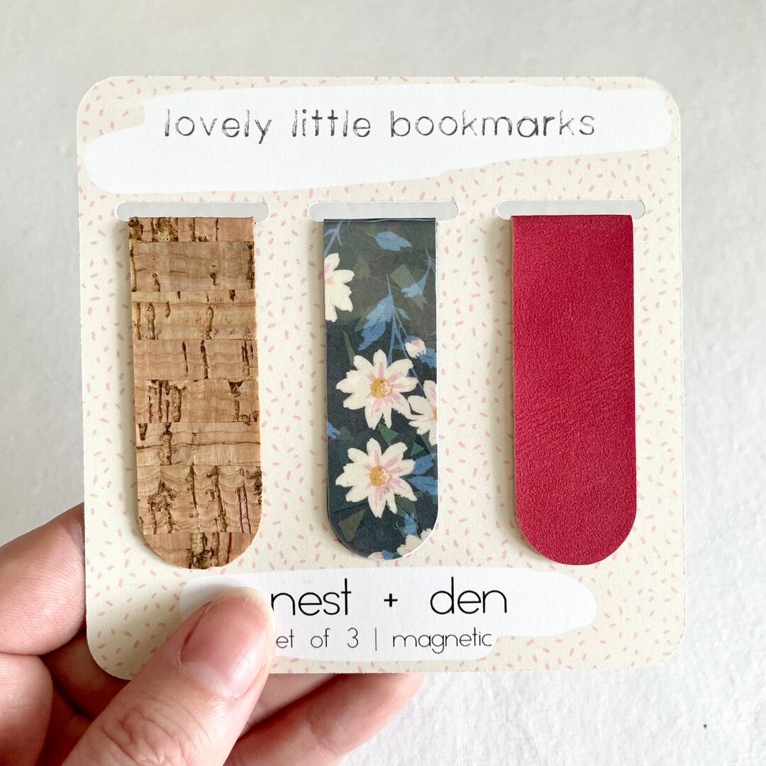 Lovely Bookmark Set - Faux Leather Magnetic Bookmark | Bookmark for ...