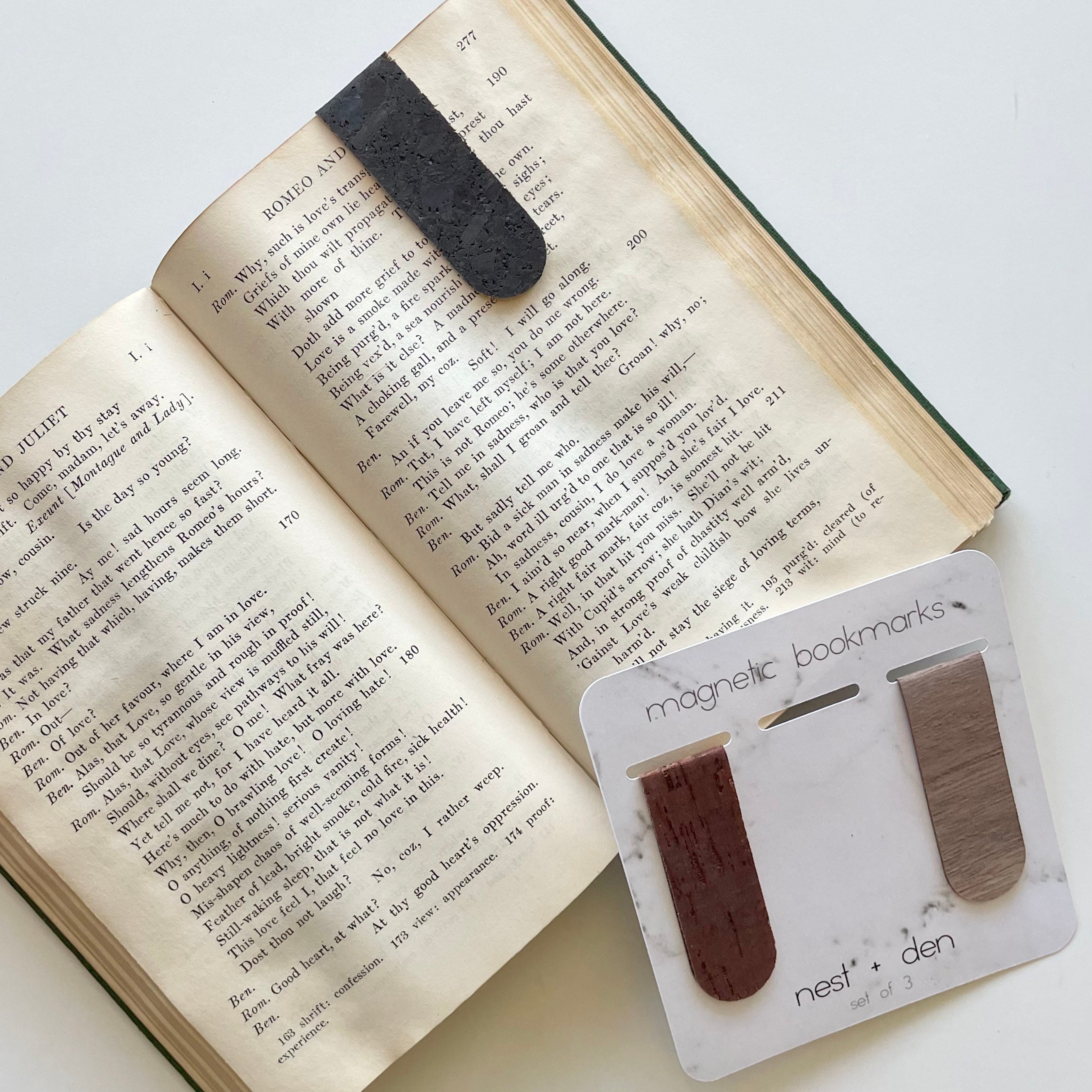 Magnetic Bookmark for Men - Cork Faux Leather Bookmark and Walnut ...
