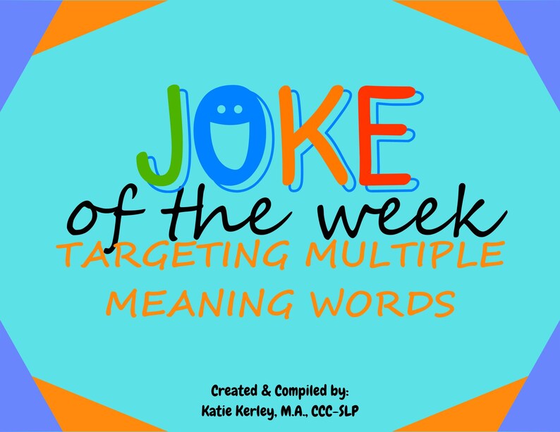 Joke of the Week Cards: Multiple Meaning Words, Speech Therapy, Social ...