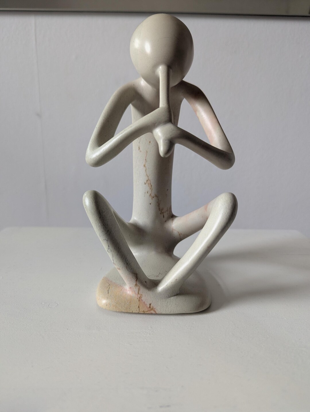 Hand Carved Alabaster Thinker Sculpture | Abstract Minimalist Figurine ...