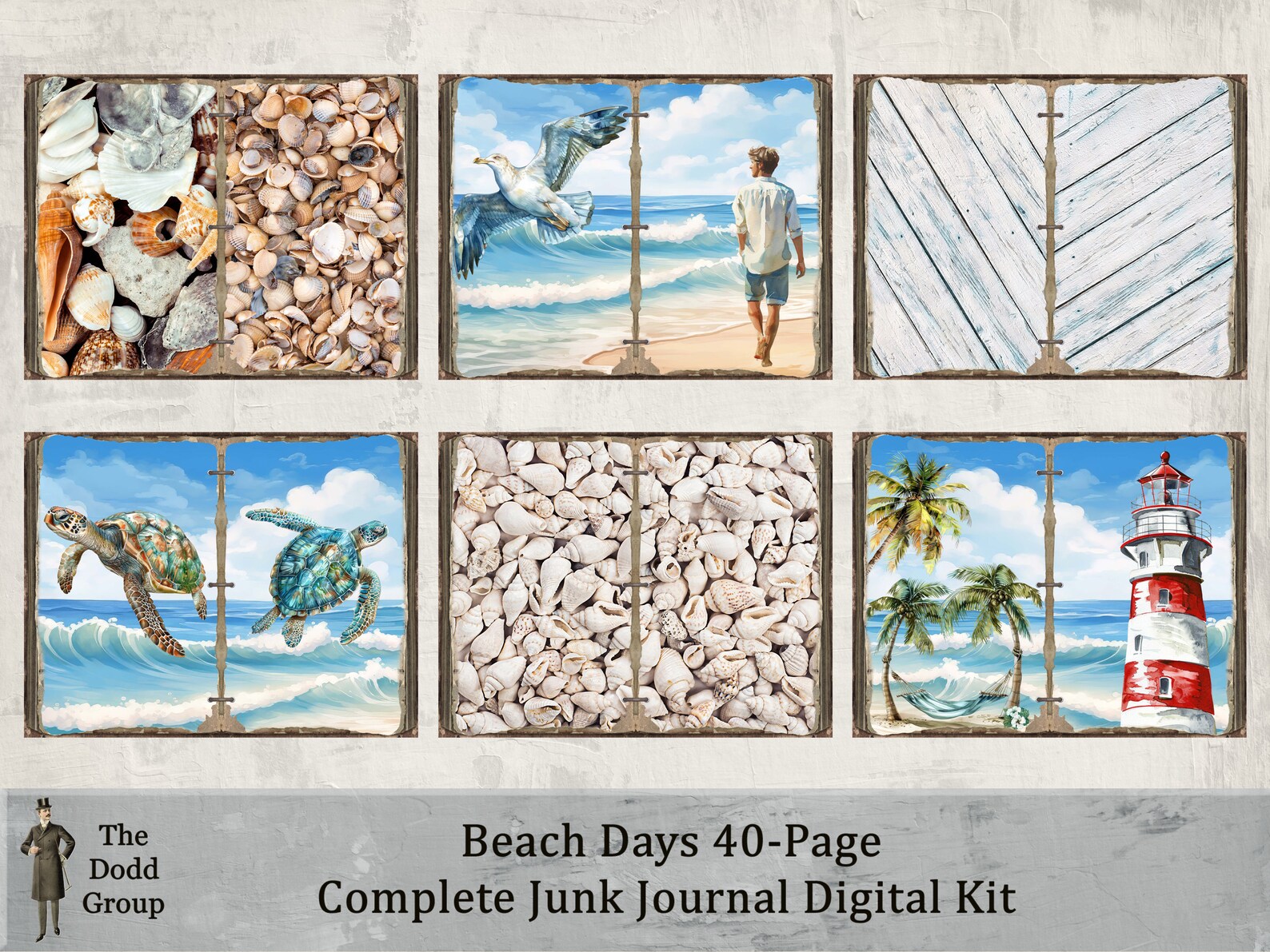 Beach Days Digital Junk Journal Kit 40-page Complete Kit Coastal Themed ...