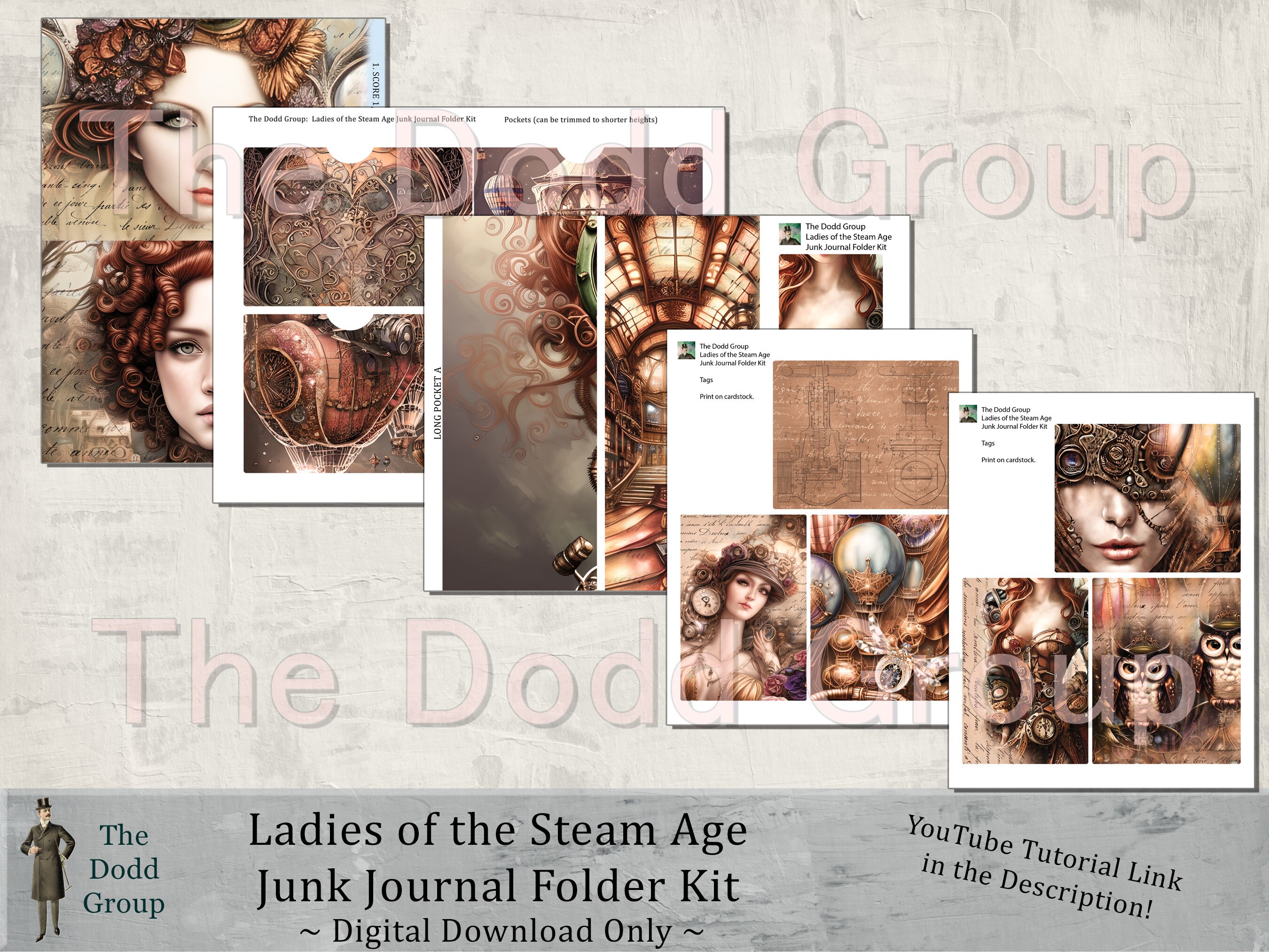 Ladies of the Steam Age Junk Journal Folder Folio Kit, Vintage ...