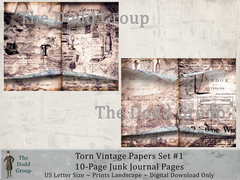 Torn Look Vintage Paper for Junk Journals Printable - Etsy