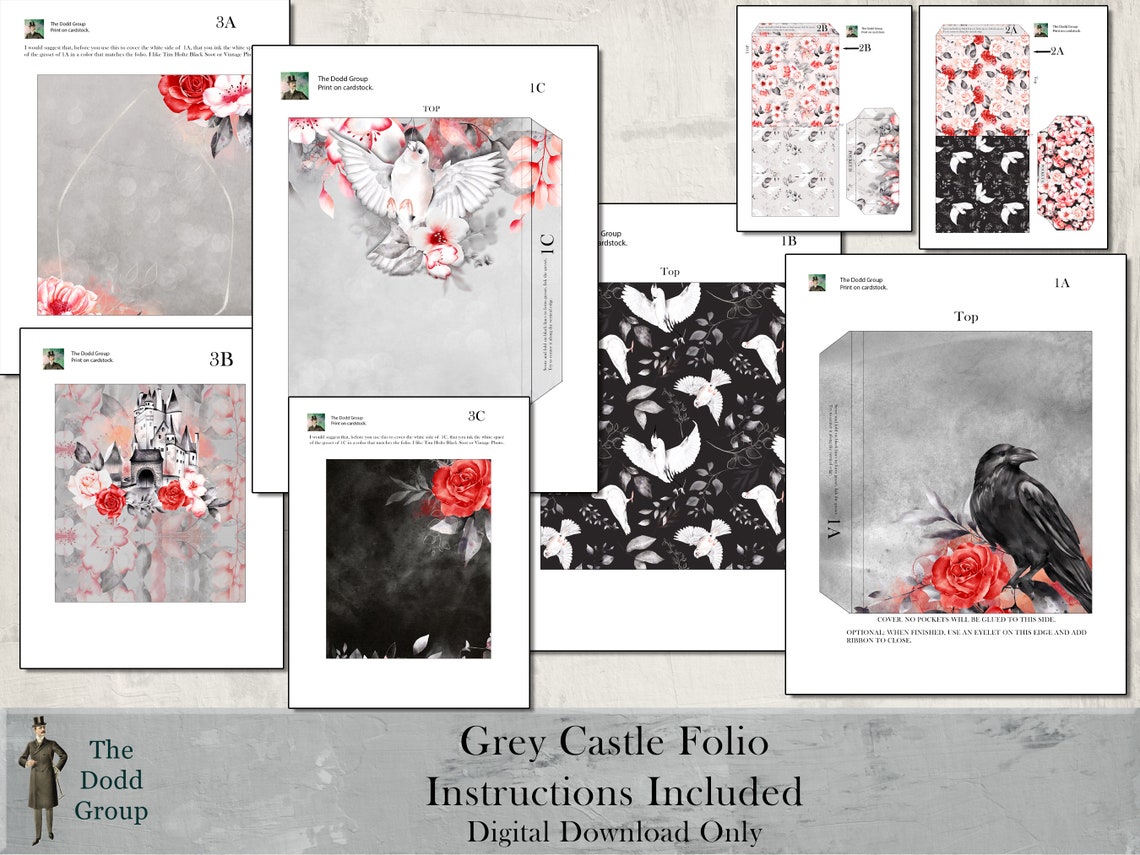 Junk Journal Grey Castle Folio Folding Loaded Folder Craft - Etsy