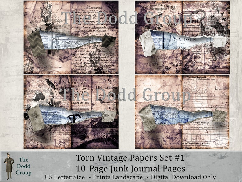 Torn Look Vintage Paper for Junk Journals Printable - Etsy