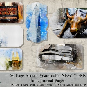 New York NYC Skyline Junk Journal Kit With Ephemera Watercolor Paper ...
