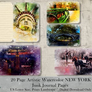New York NYC Skyline Junk Journal Kit With Ephemera Watercolor Paper ...