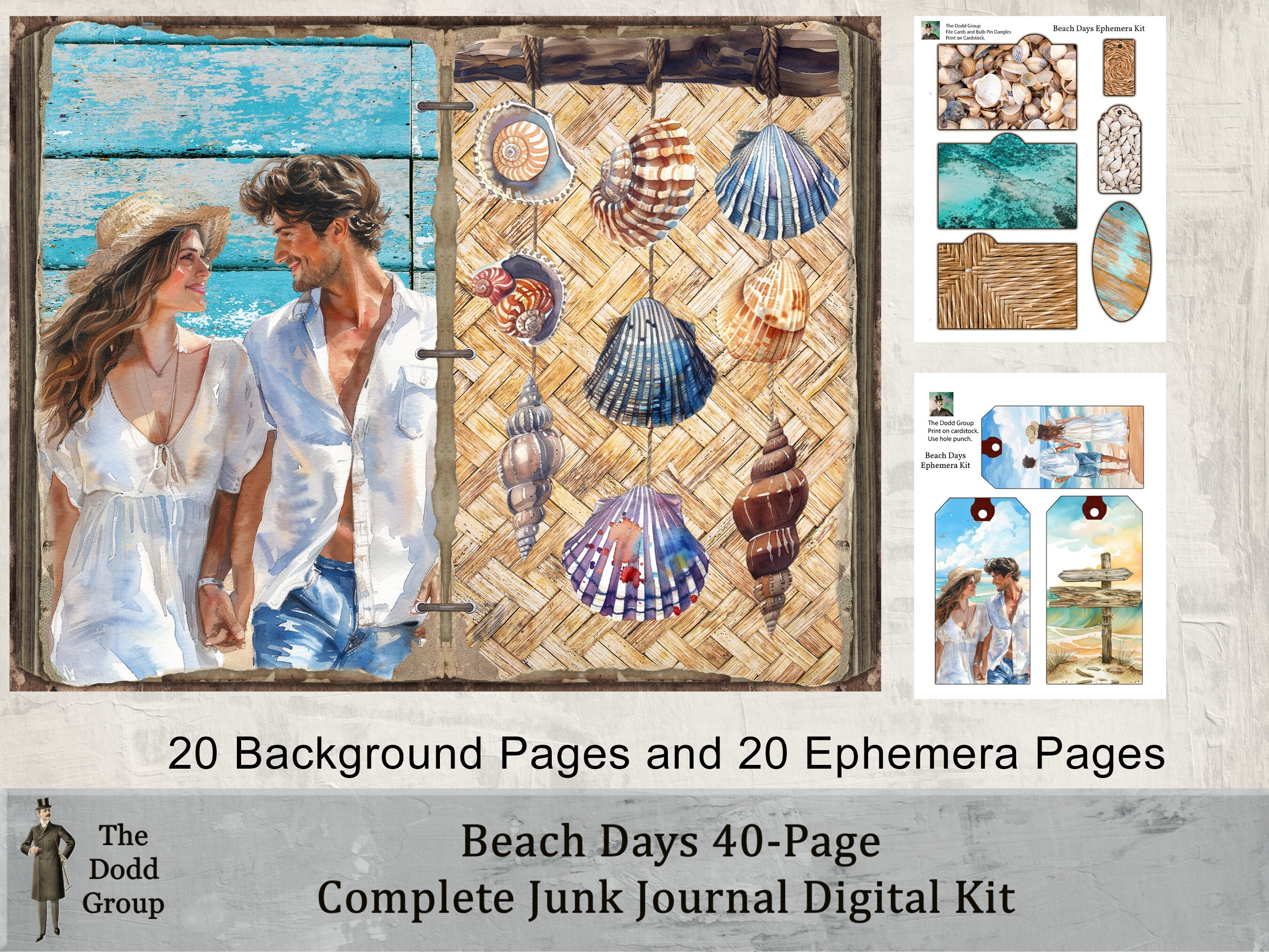 Beach Days Digital Junk Journal Kit 40-page Complete Kit Coastal Themed ...