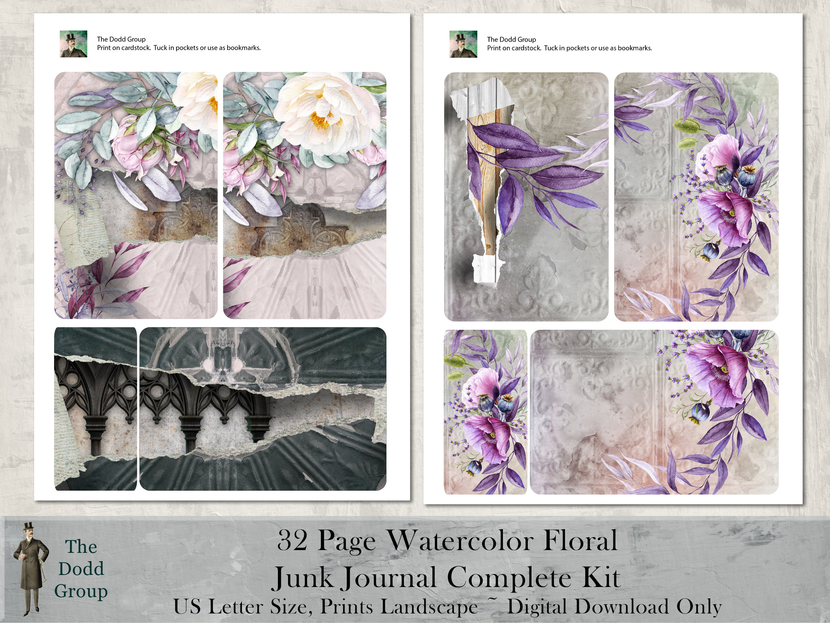 Digital Download Journal Kit Printable Backgrounds Vintage Journaling ...