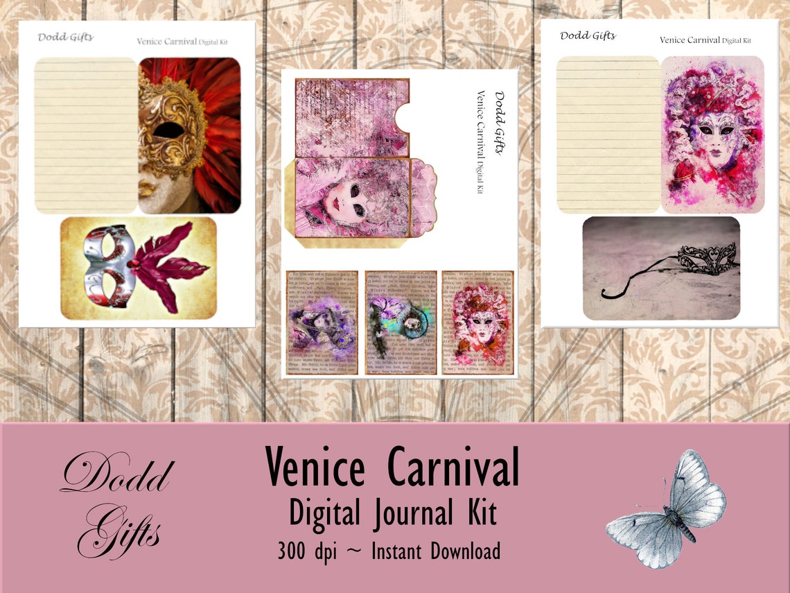 Venice Carnival Themed Junk Journal Printable Kit Instant | Etsy