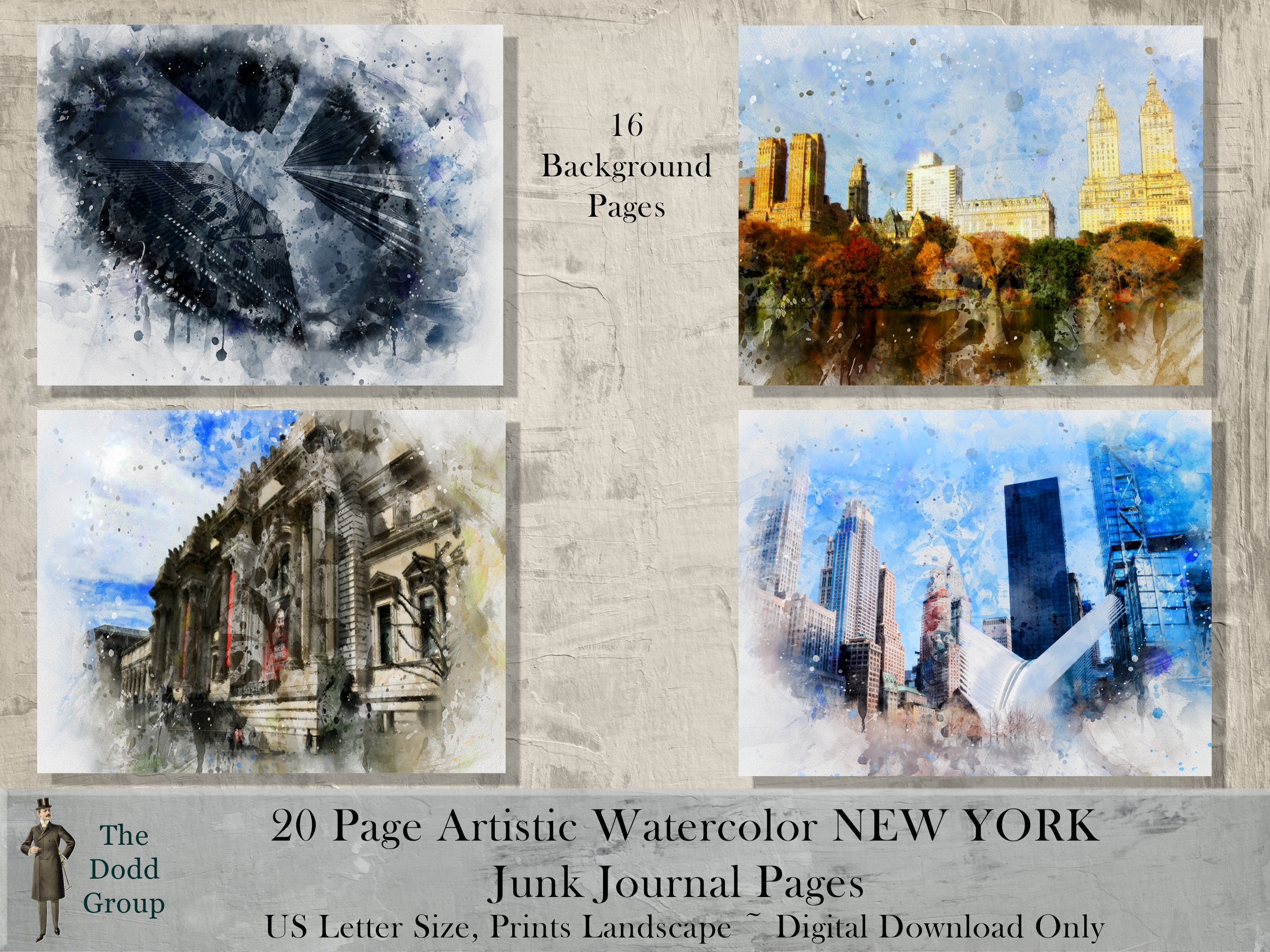 New York NYC Skyline Junk Journal Kit With Ephemera Watercolor - Etsy
