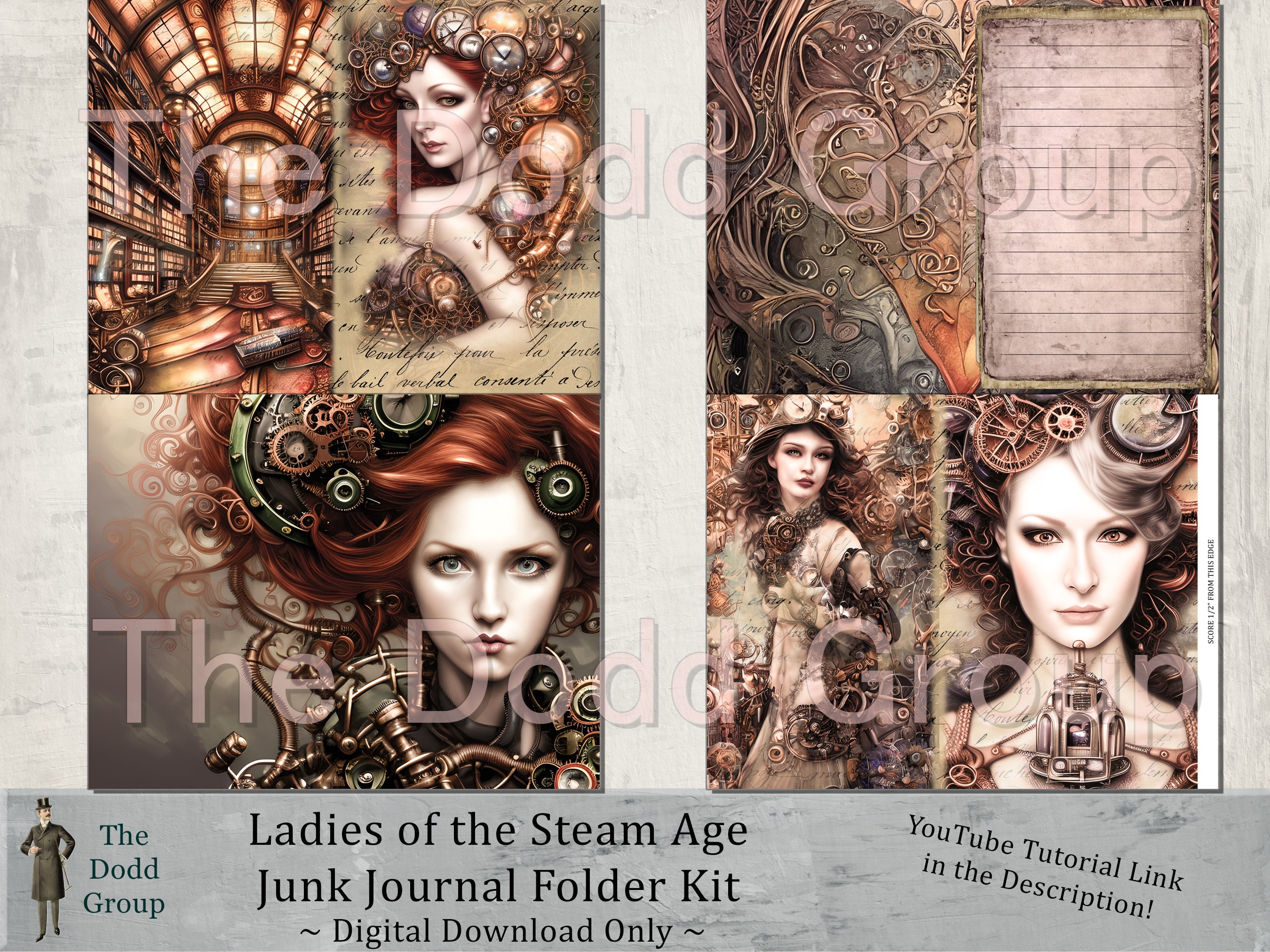 Ladies of the Steam Age Junk Journal Folder Folio Kit, Vintage ...