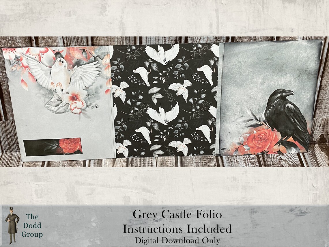 Junk Journal Grey Castle Folio Folding Loaded Folder Craft - Etsy