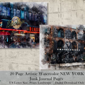 New York NYC Skyline Junk Journal Kit With Ephemera Watercolor Paper ...