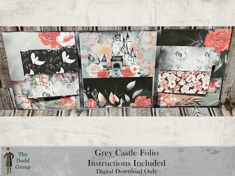 Junk Journal Grey Castle Folio Folding Loaded Folder Craft - Etsy