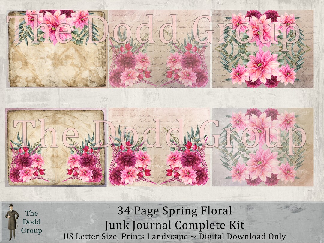 Spring-themed Junk Journal Complete Digital Kit: 20 Background Pages ...