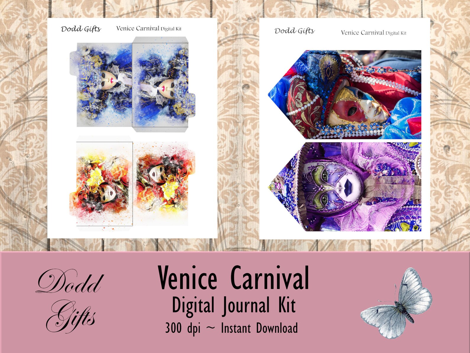 Venice Carnival Themed Junk Journal Printable Kit Instant | Etsy