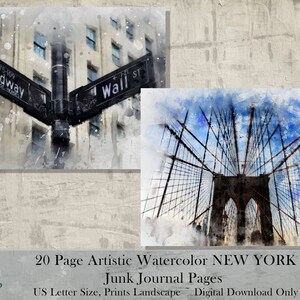 New York NYC Skyline Junk Journal Kit With Ephemera Watercolor Paper ...