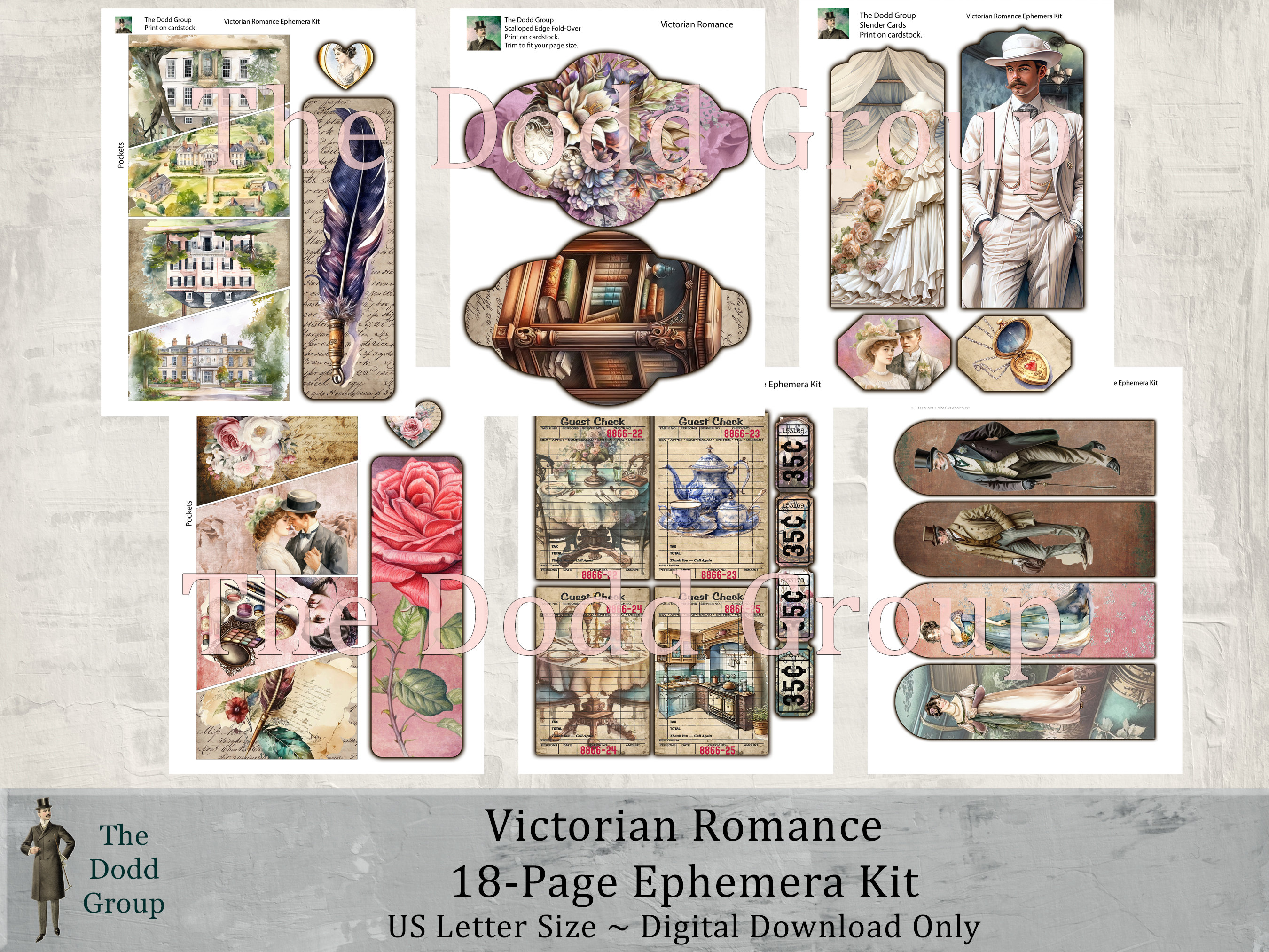 Victorian Romance Ephemera Kit 18 Pages Digital Download Victorian ...