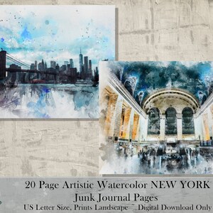 New York NYC Skyline Junk Journal Kit With Ephemera Watercolor Paper ...