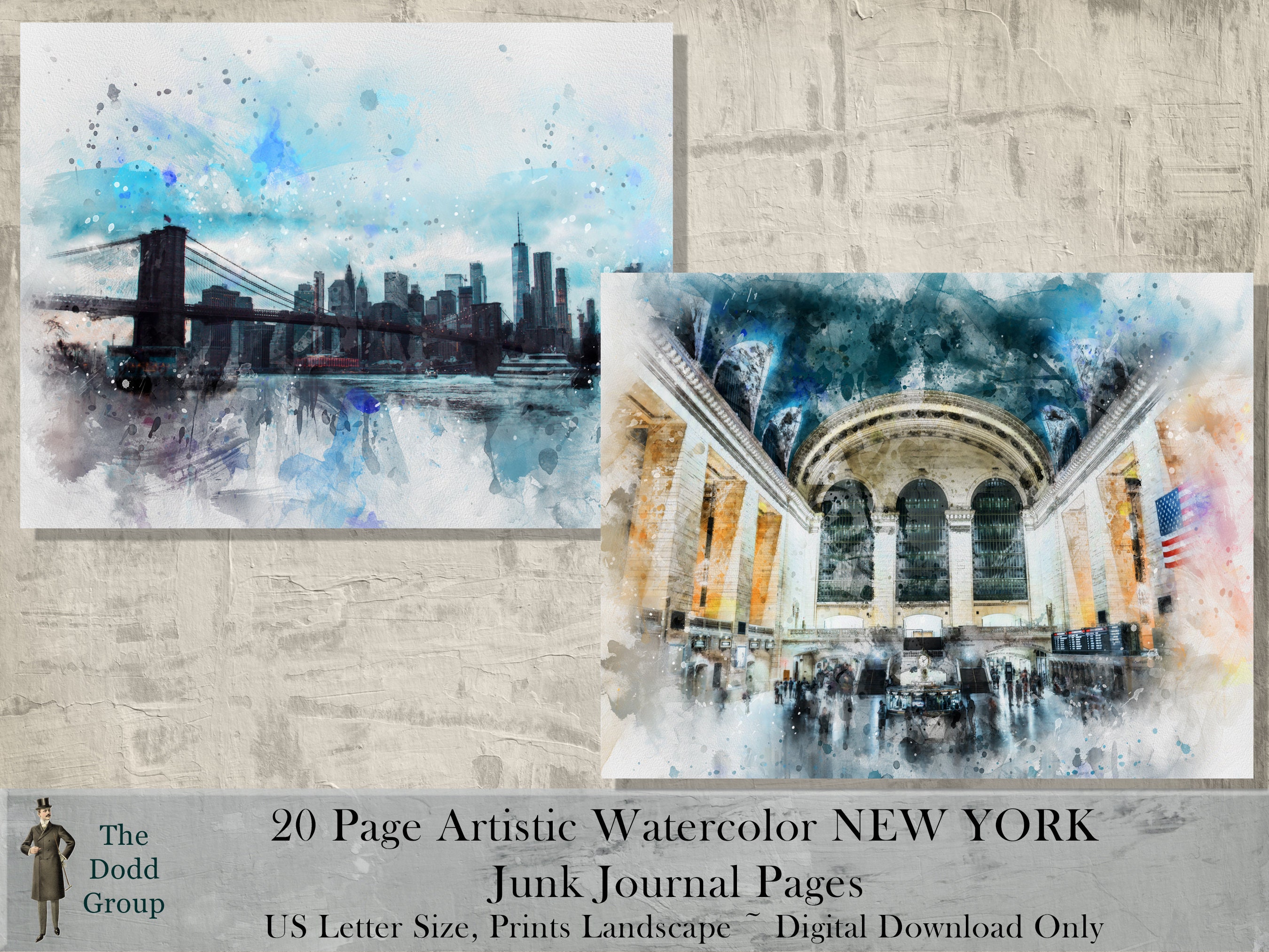 New York NYC Skyline Junk Journal Kit With Ephemera Watercolor - Etsy