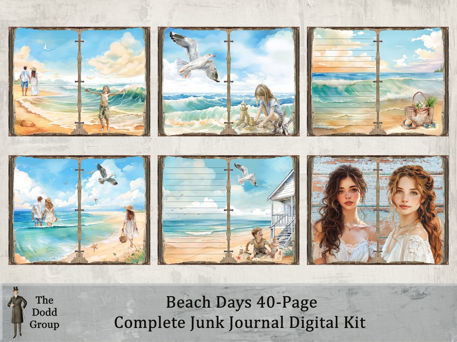 Beach Days Digital Junk Journal Kit 40-page Complete Kit Coastal Themed ...